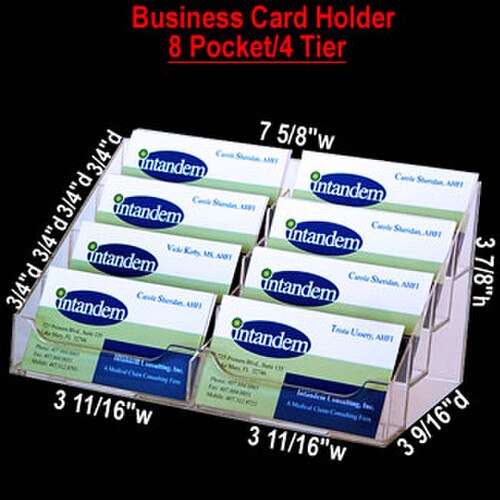 Plastic Business Card Display Rack - 8 Pockets/4 Tiers